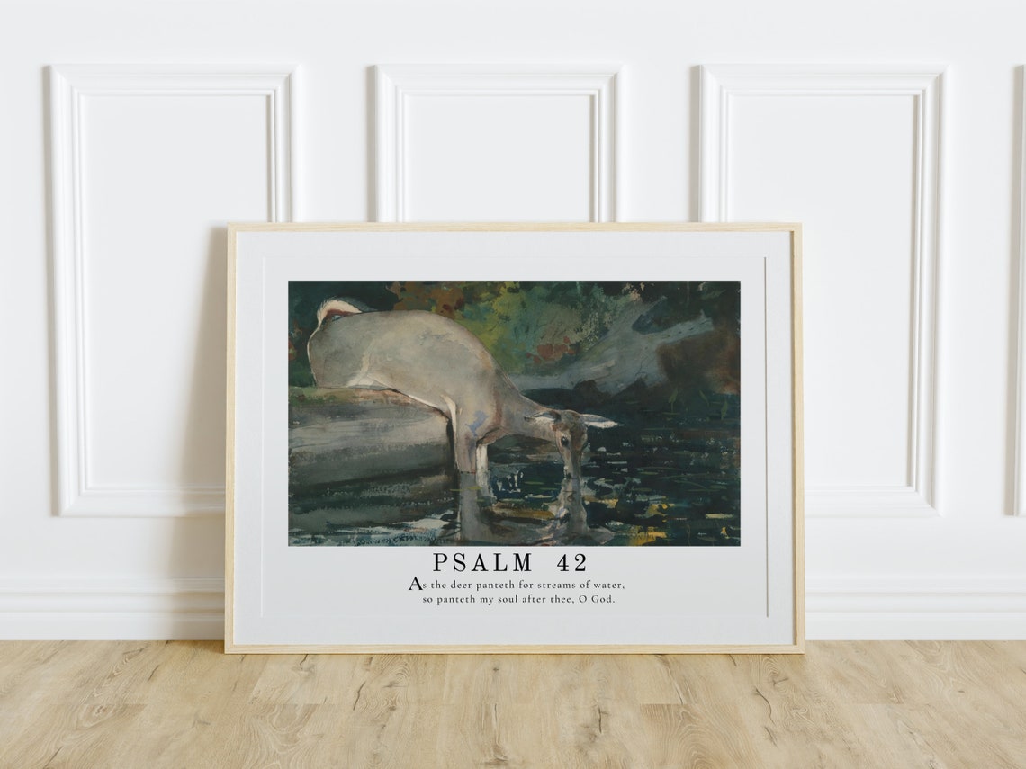 PSALM 42 - as the Deer Scripture Wall Art | PRINTABLE Psalm 42 Bible ...