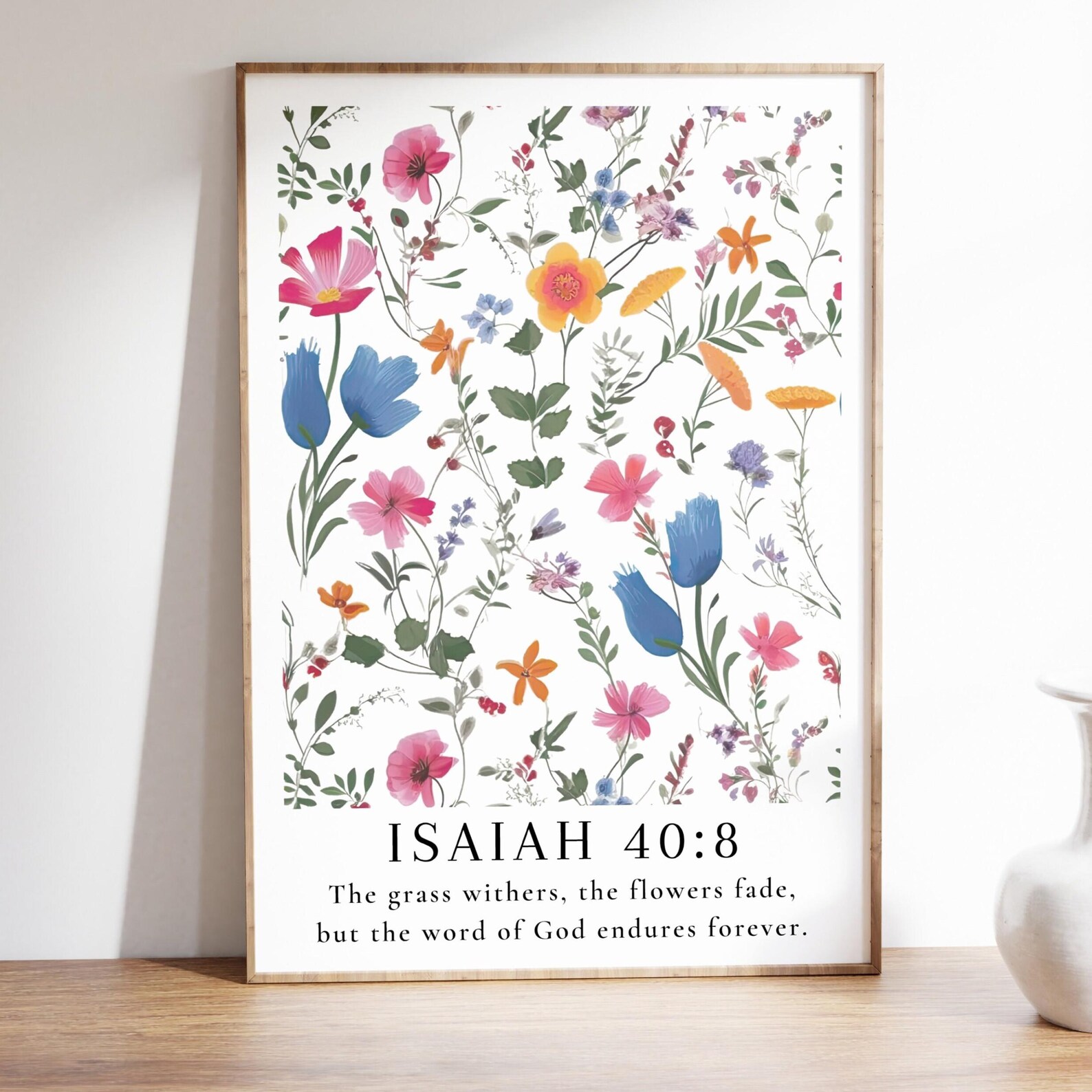Isaiah 40:8 Flower Art Print | Bible Verse Wall Art | Christian Home ...