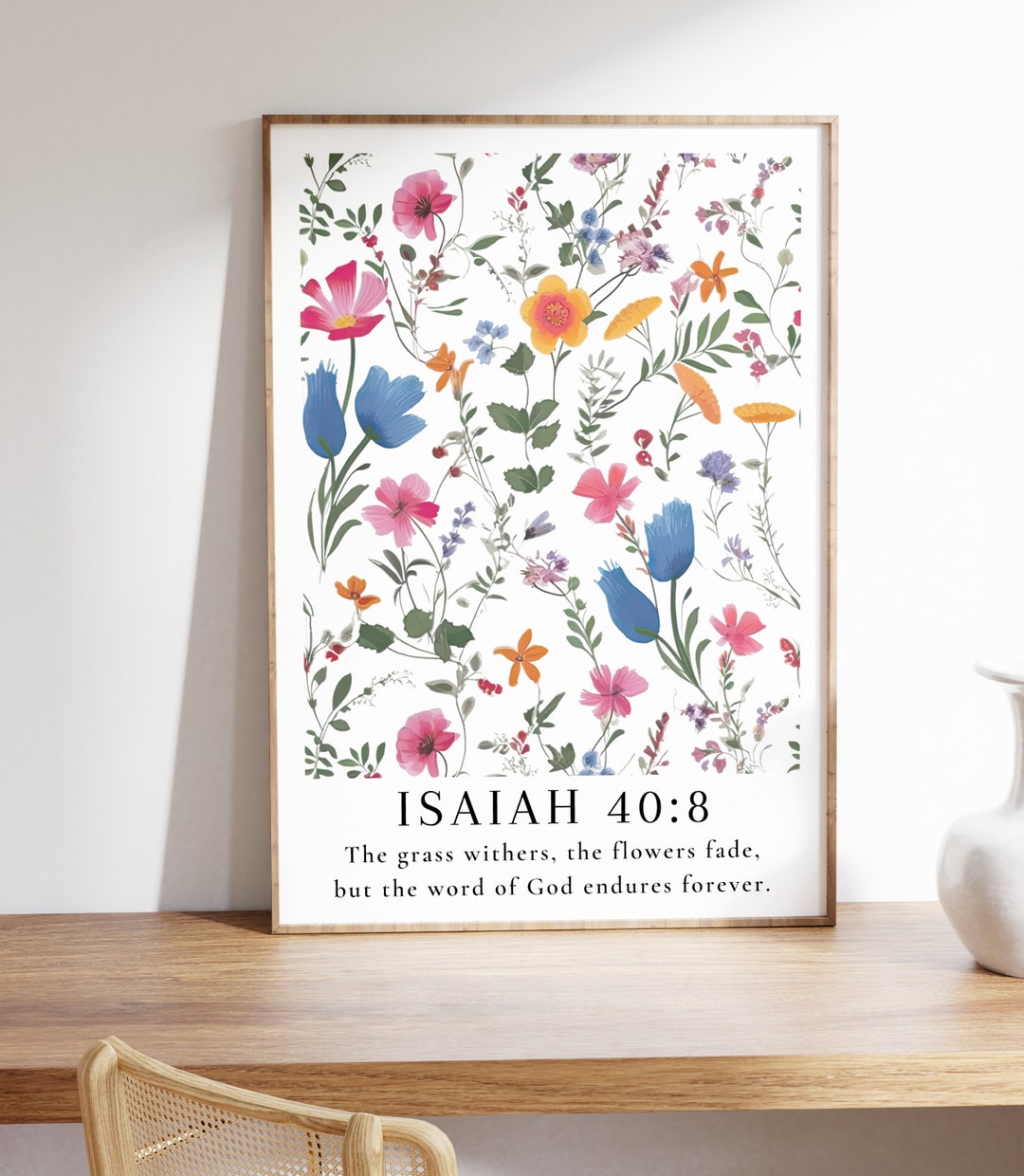 Isaiah 40 - the Word of God Bible Verse Wall Art | Flower Art, Bible ...