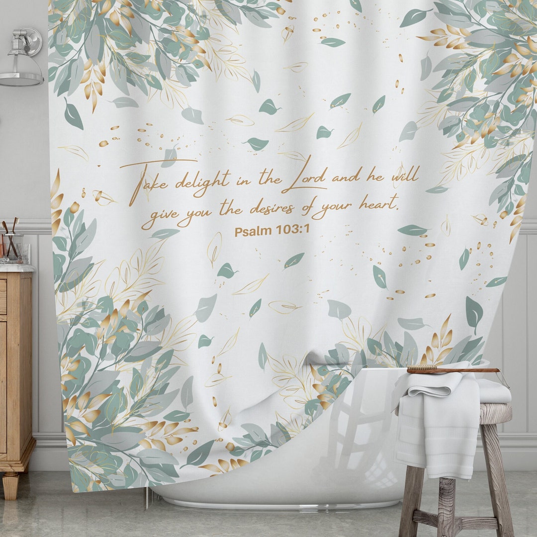 Take Delight in the Lord - Psalm 37:4 Bible Verse Bath Curtain ...