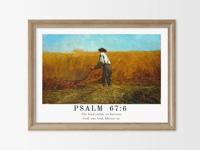 Blessings on the Farm, Vintage Farm Painting and Bible Verse for ...