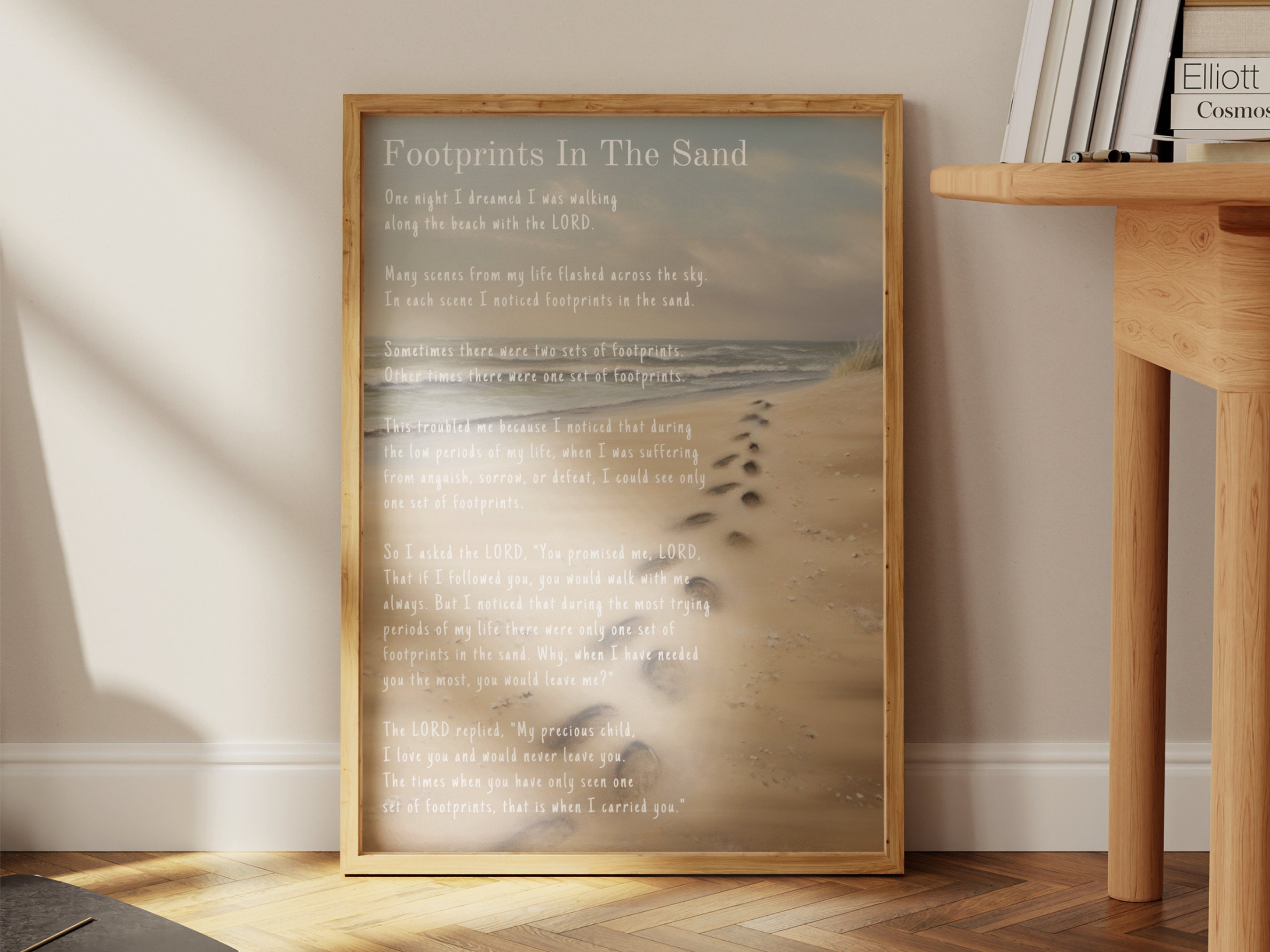 Footprints in the Sand Wall Art | Christian Decor, Footprints Poem ...