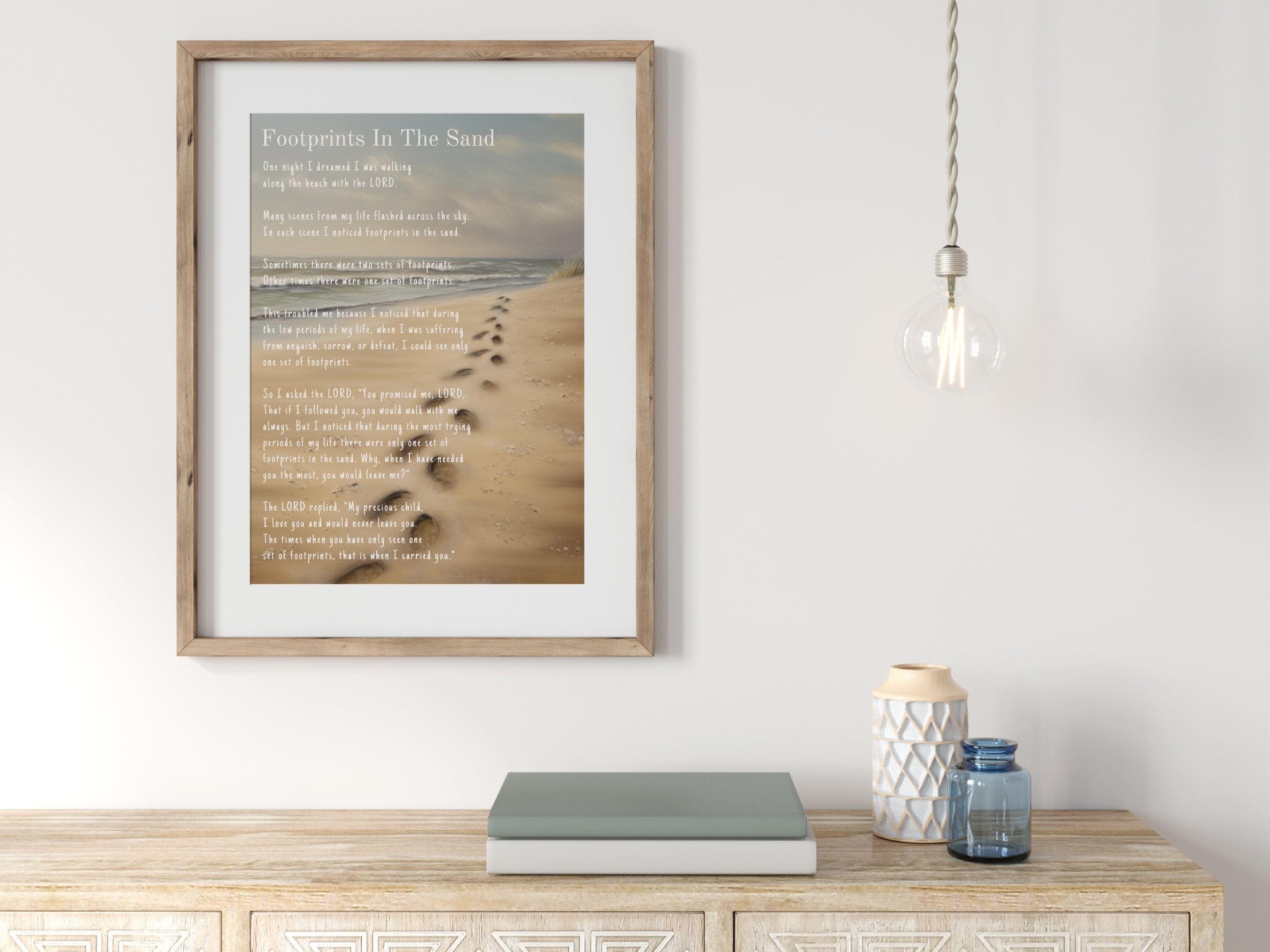 Footprints in the Sand Wall Art | Christian Decor, Footprints Poem ...