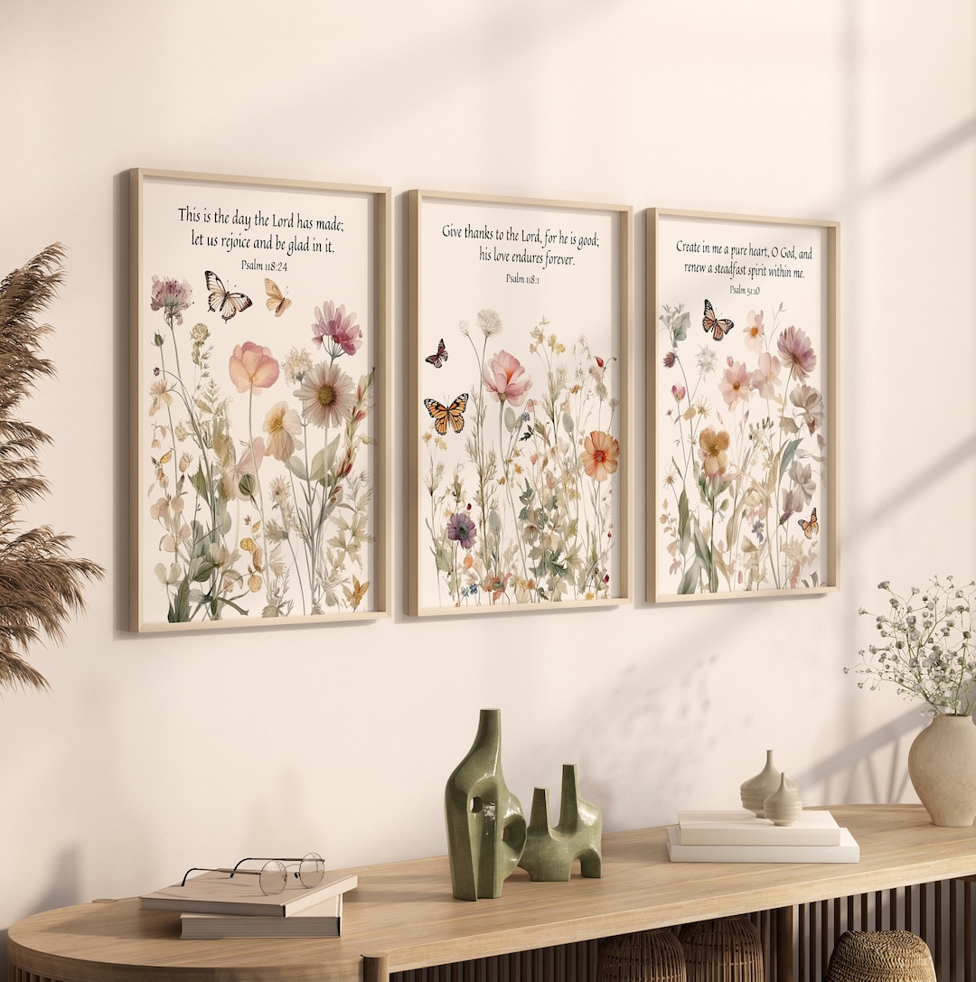 Set of 3 Psalm Scripture Wall Art Prints | Christian Wall Decor - Psalm ...