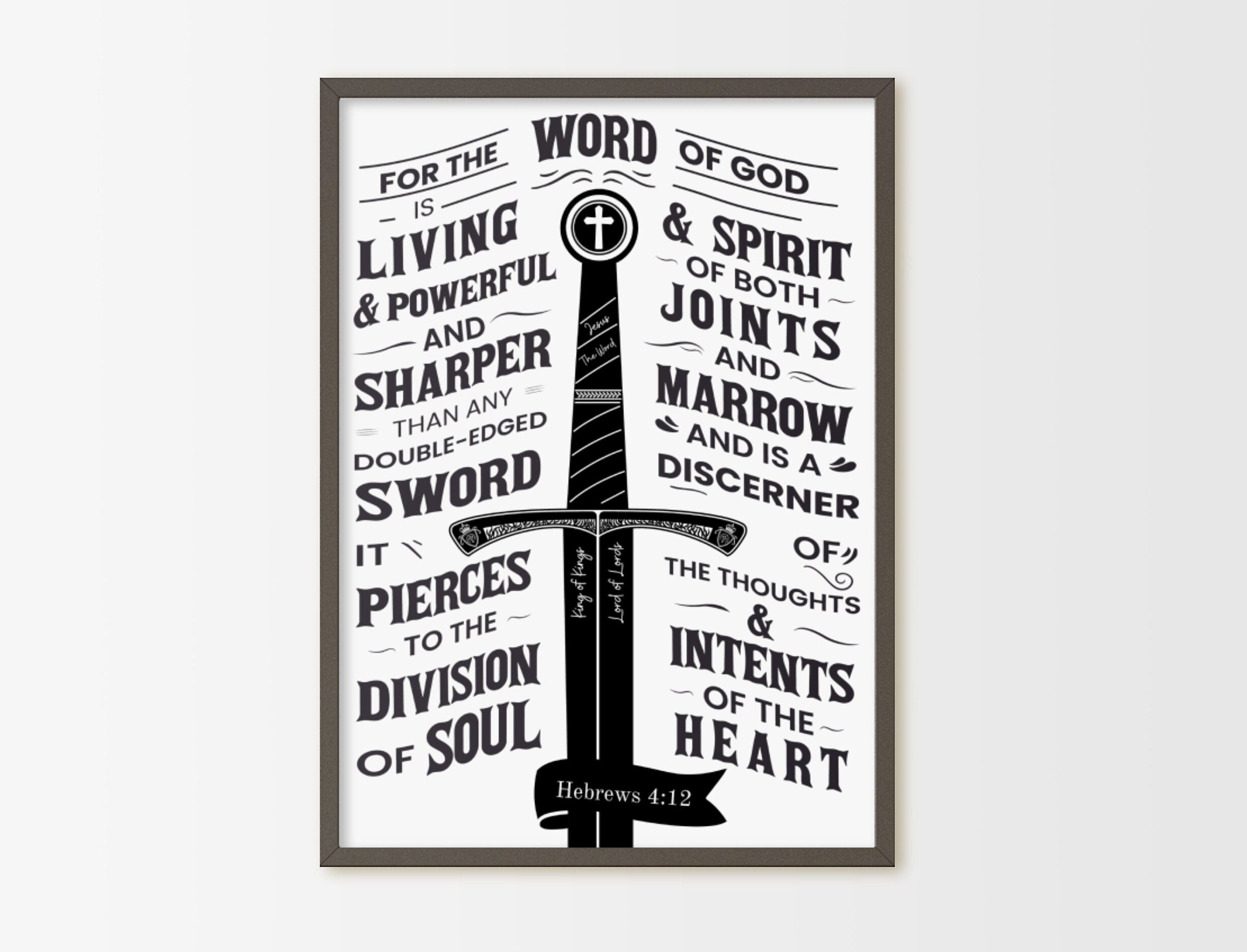 Bible Verse Poster the Word of God is Sharper Than Any Sword Hebrews 4: ...