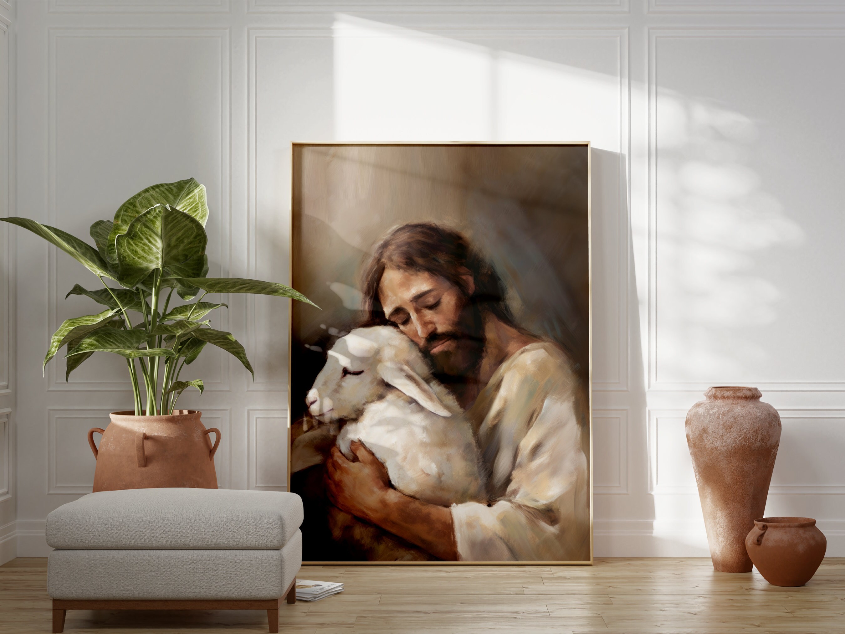 Jesus the Good Shepard & the Lost Lamb Jesus Portrait - Etsy