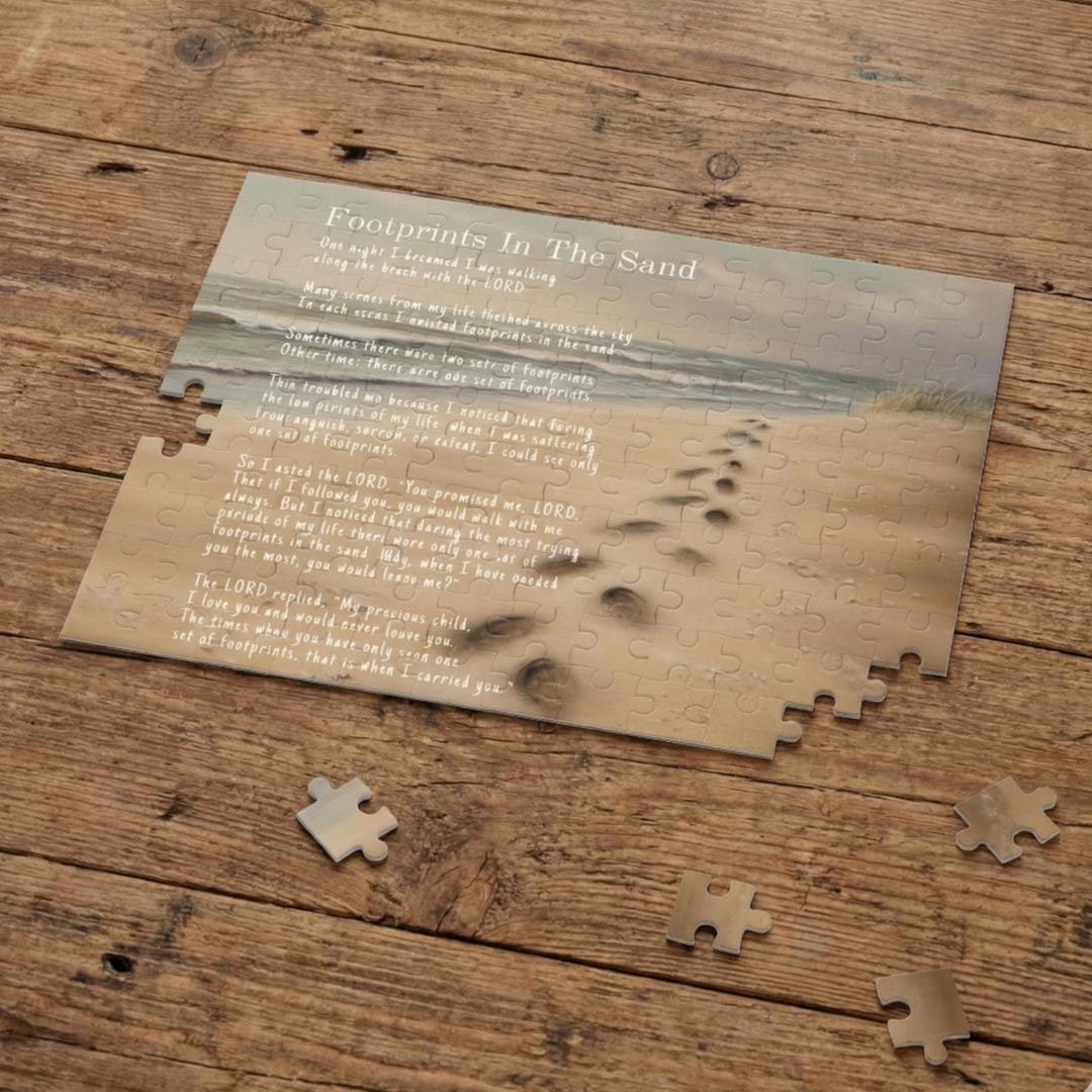 Footprints in the Sand Puzzle | Footprints Poem Puzzle, Beach Puzzle ...