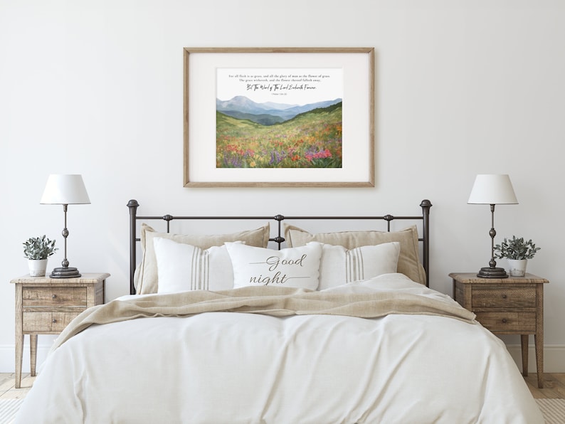 Wildflower Landscape Painting With Bible Verse Scripture - Etsy