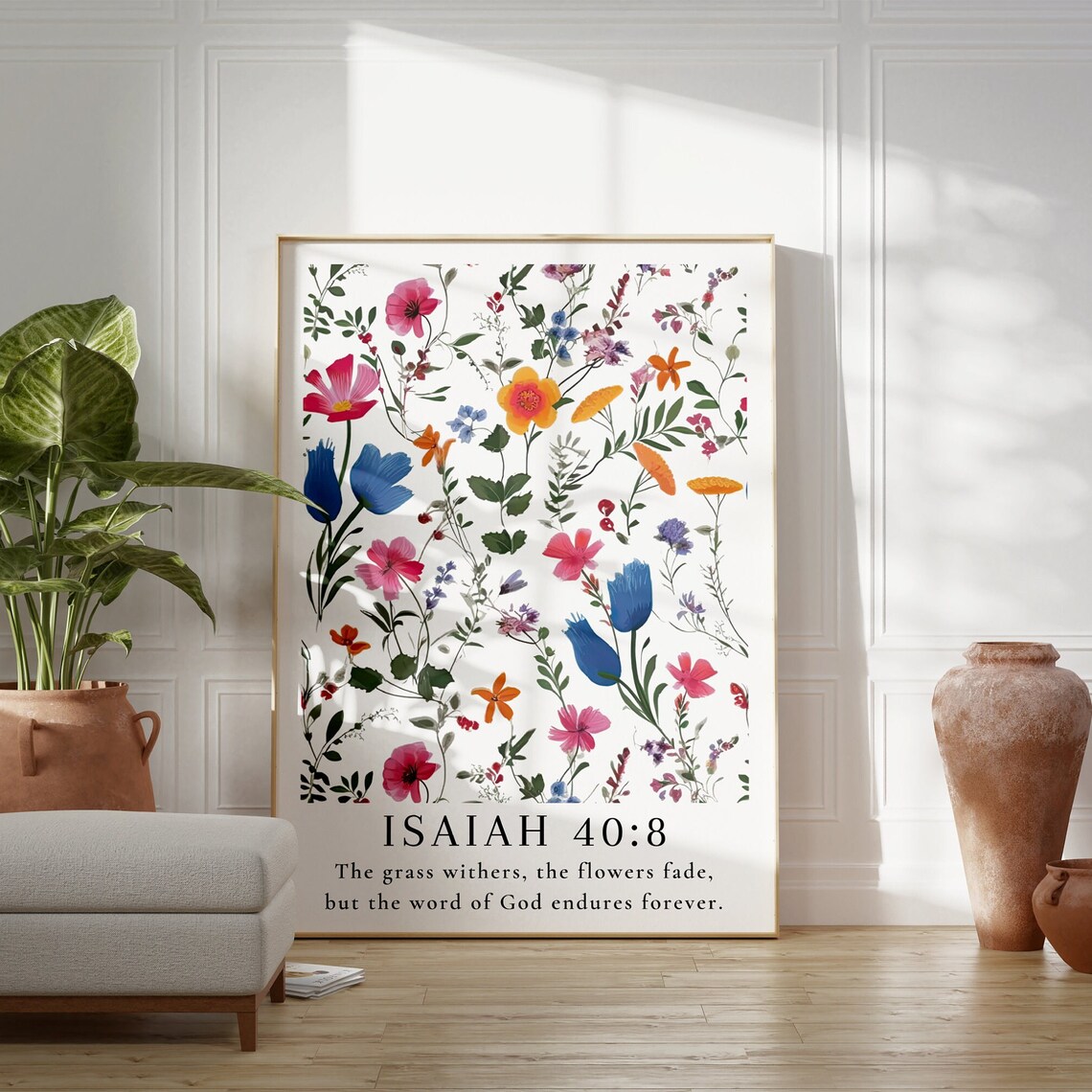 Isaiah 40:8 Flower Art Print | Bible Verse Wall Art | Christian Home ...