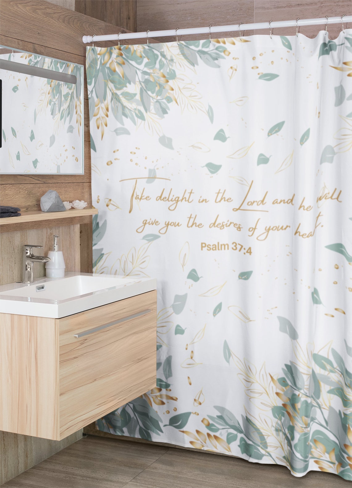 Take Delight in the Lord - Psalm 37:4 Bible Verse Bath Curtain ...