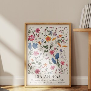 Isaiah 40:8 Flower Art Print | Bible Verse Wall Art | Christian Home ...