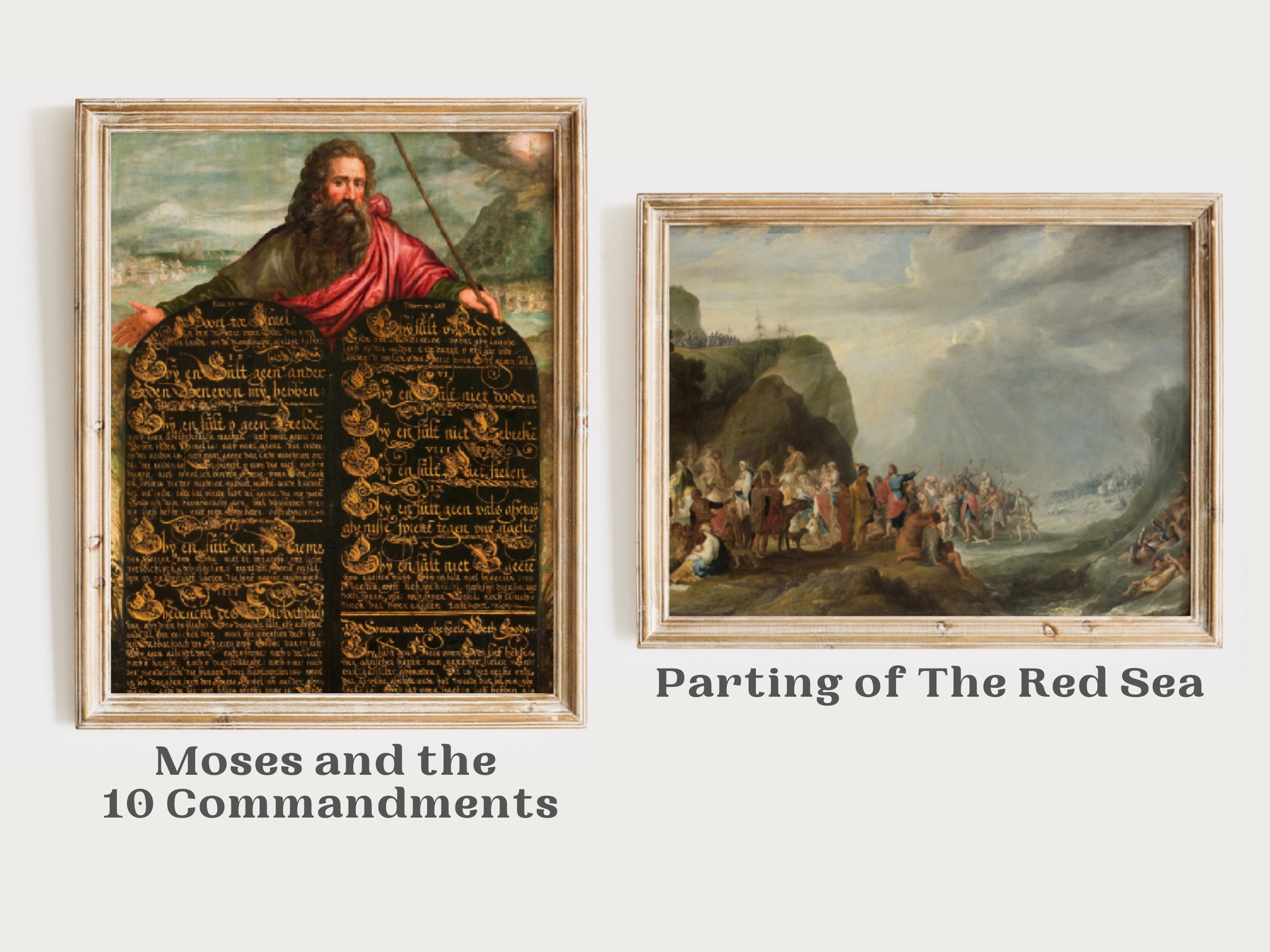 VINTAGE Bible Art - SET of 9 | Scripture Wall Art, Jesus Art, Moses ...