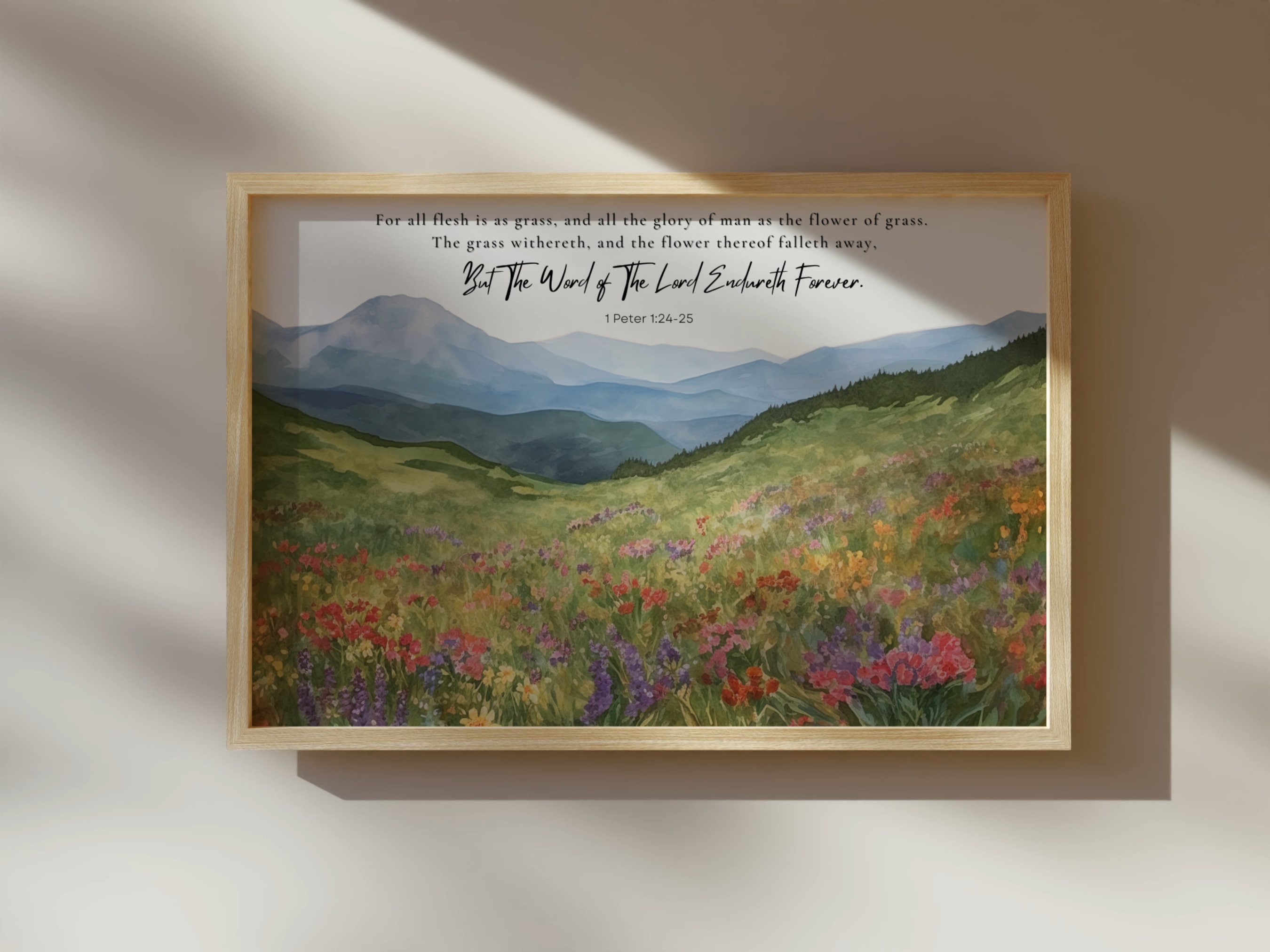 Wildflower Landscape Painting With Bible Verse Scripture - Etsy