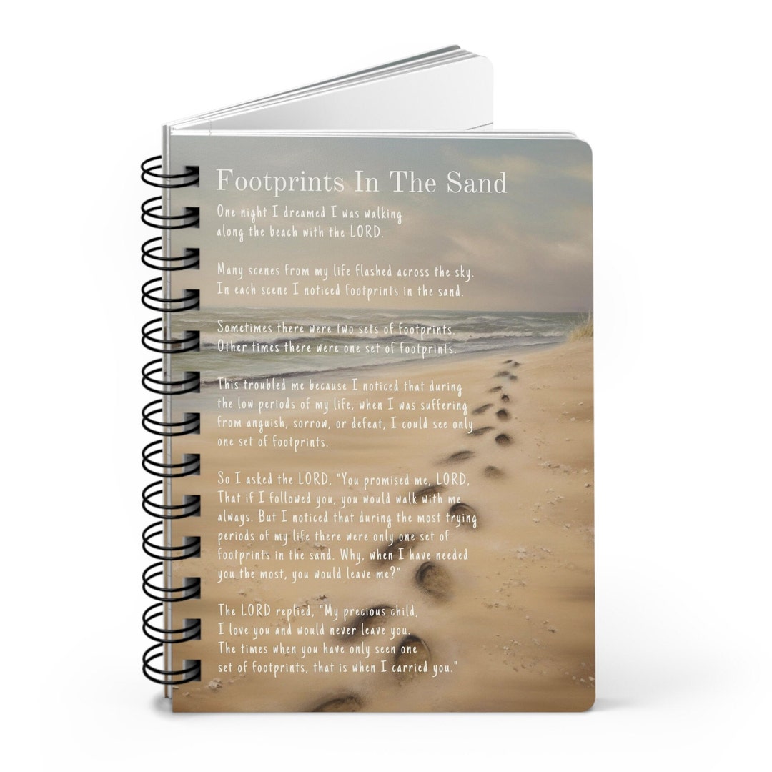 Footprints in the Sand Poem Journal - Beach Inspirational Wire Bound ...