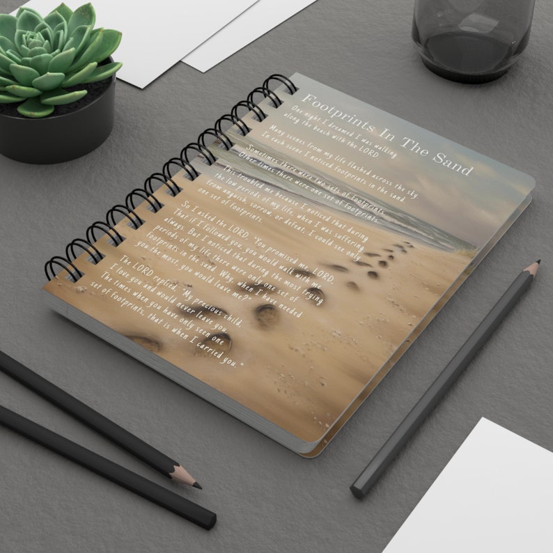 Footprints in the Sand Poem Journal - Beach Inspirational Wire Bound ...