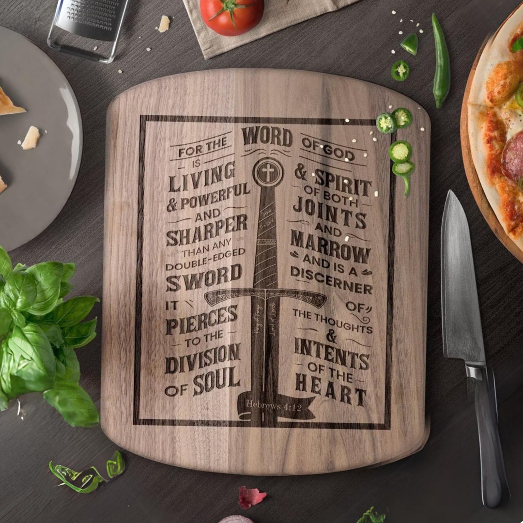 Wooden Cutting Board the Word of God is Sharper Than Any Sword Hebrews ...