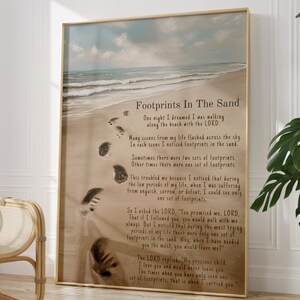 Footprints in the Sand Poem Wall Art Print | Beach Decor, Inspirational ...