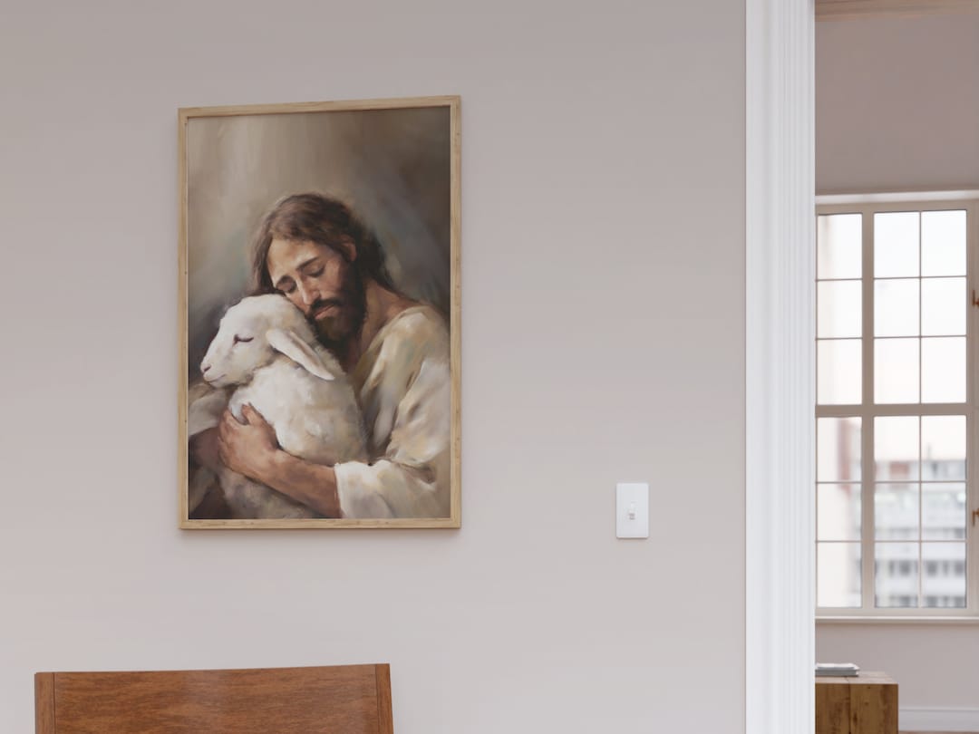 Jesus the Good Shepard & the Lost Sheep Print | Christian Art, Bible ...