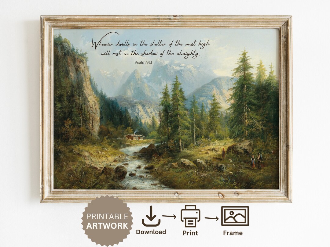 Psalm 91 Scripture Wall Art - Bible Verse Wall Decor | Vintage Mountain ...