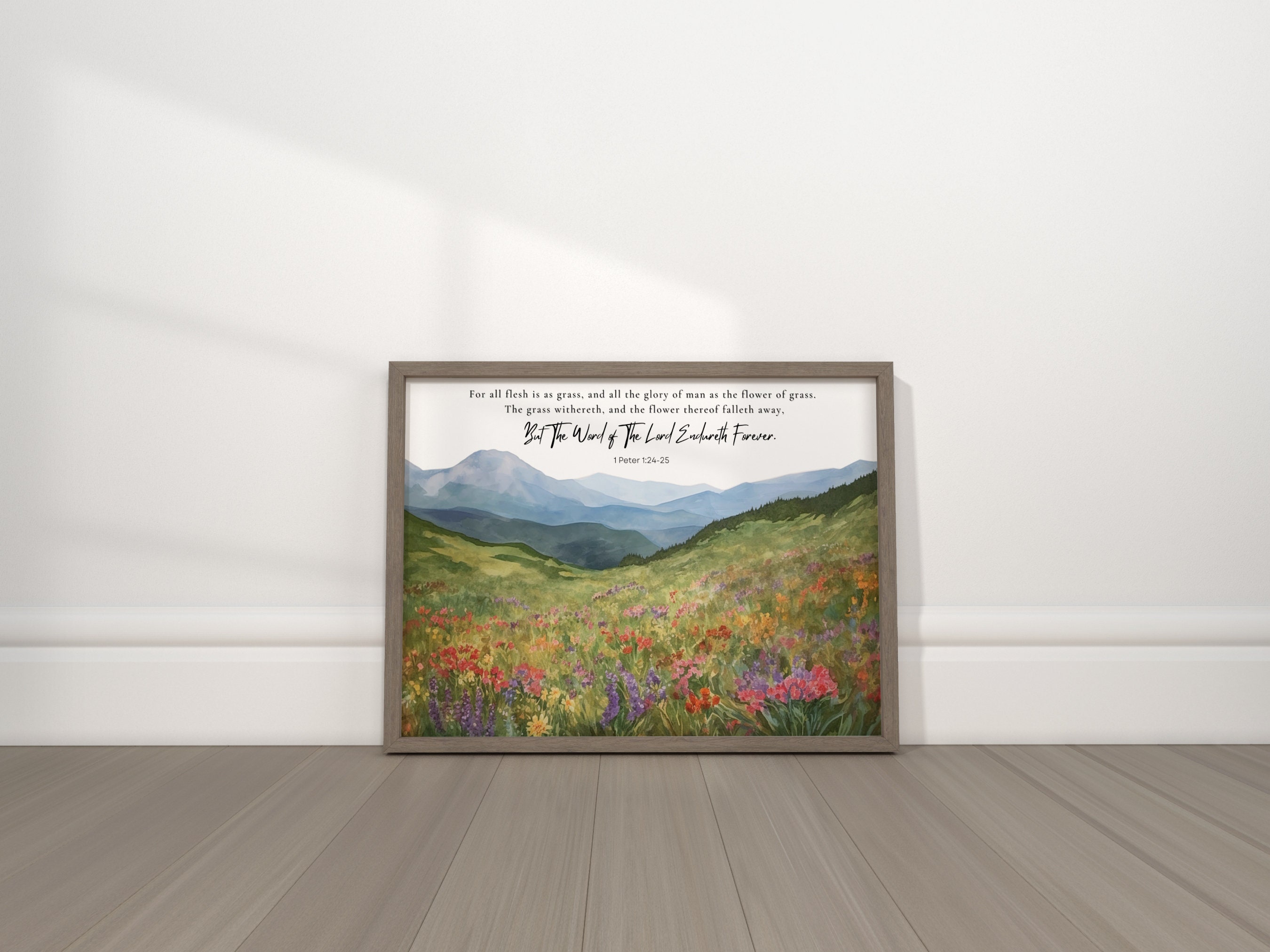 Wildflower Landscape Painting With Bible Verse Scripture - Etsy