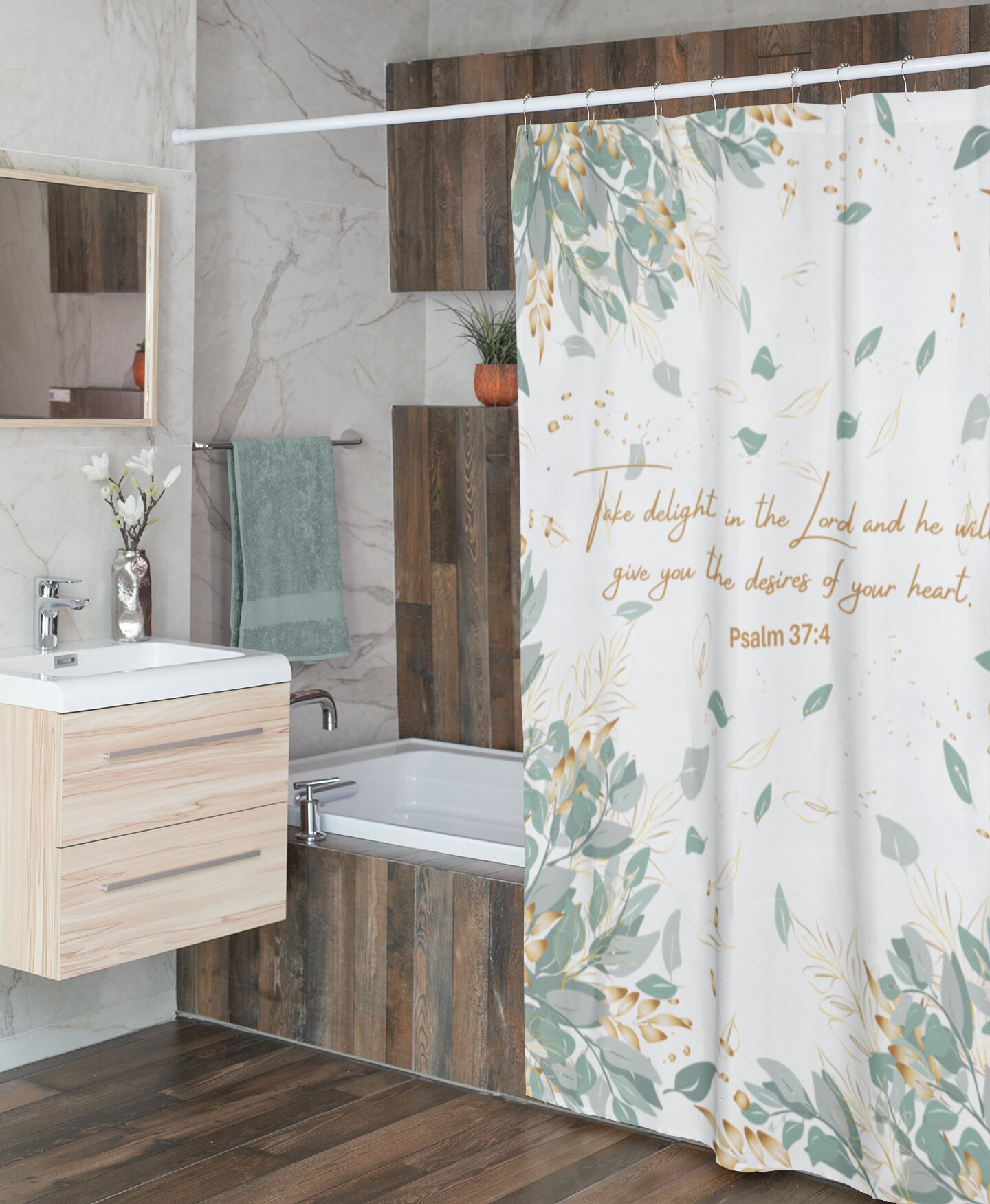 Take Delight in the Lord - Psalm 37:4 Bible Verse Bath Curtain ...