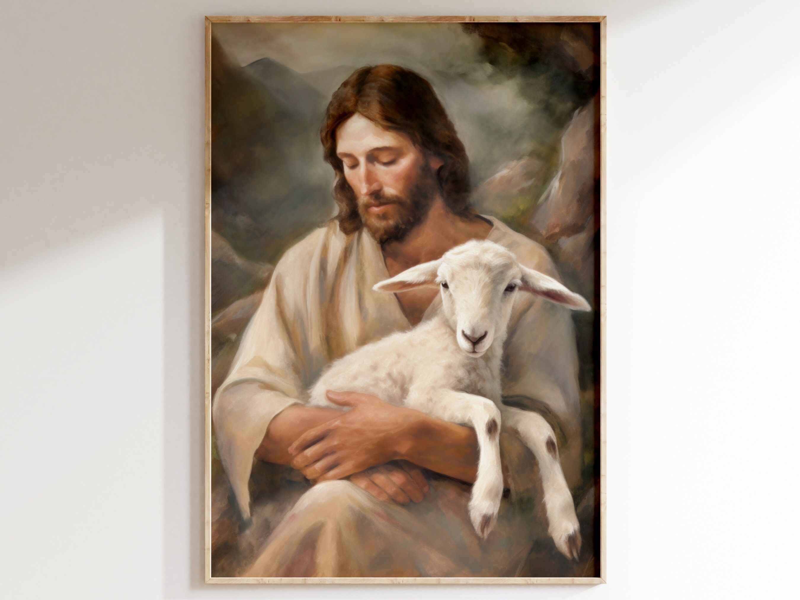 Jesus and the Lost Sheep Wall Art - Jesus Christ and the Rescue of the ...