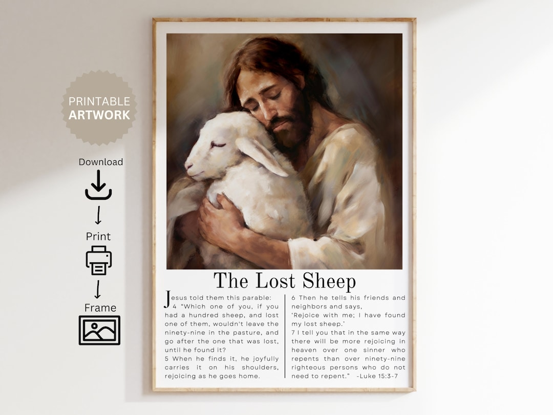Parable of the Lost Sheep Bible Art Bible Verse Wall Art - Etsy