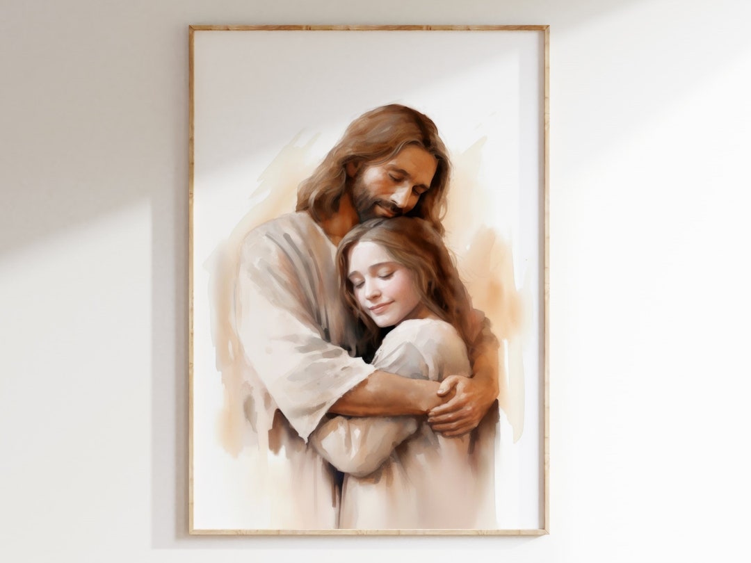 Embrace of Christ Love of Jesus Christ Christ's Embrace Painting Jesus Hugging Girl, Jesus Art ...