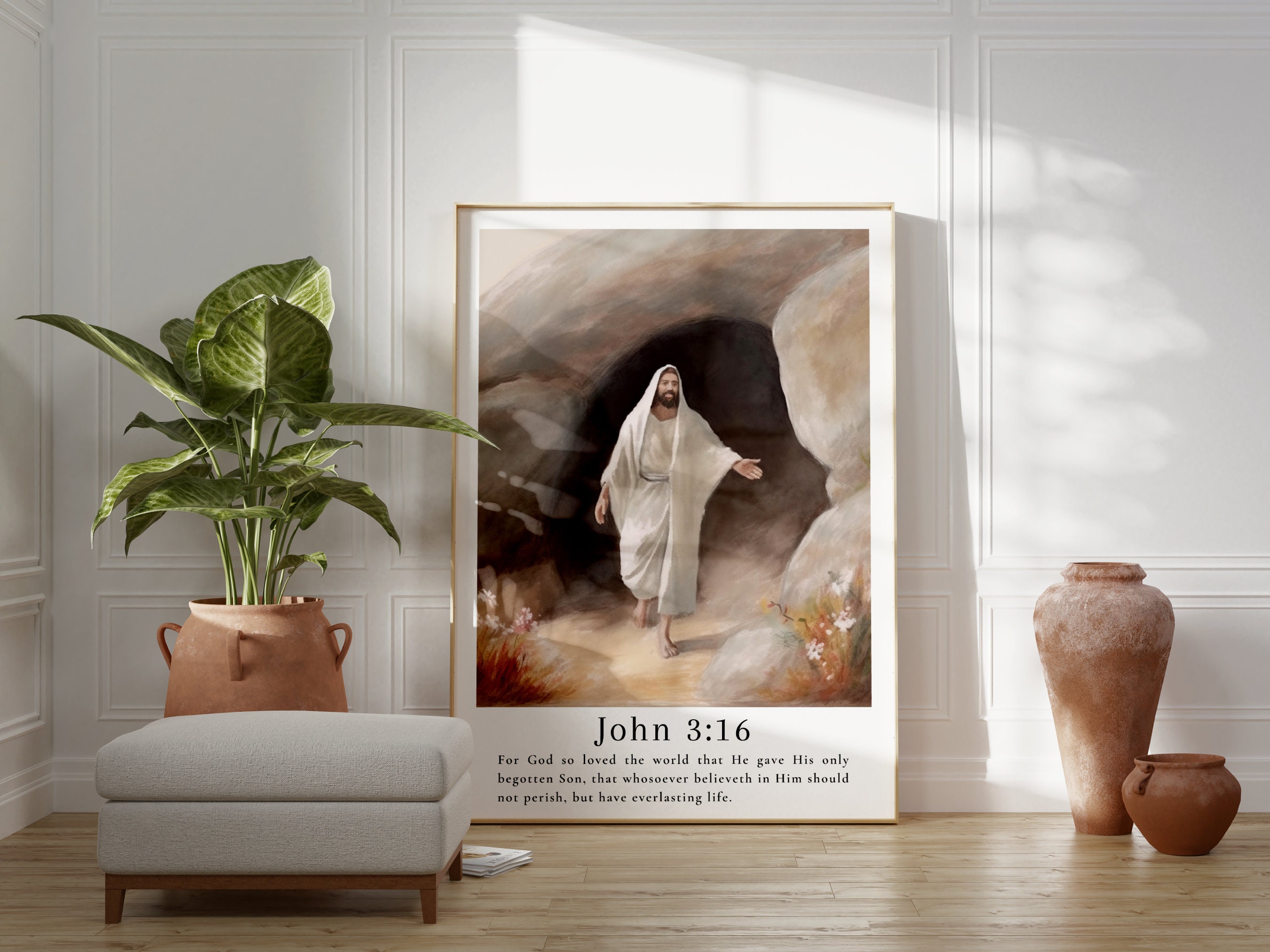 John 3:16 Bible Verse Wall Art Christian Wall Art Painting - Etsy