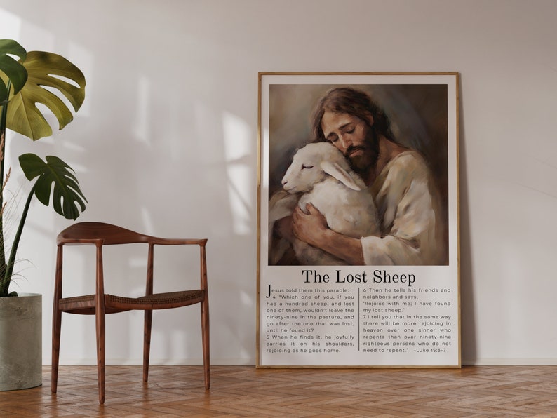 Parable of the Lost Sheep Bible Art Bible Verse Wall Art Luke 15:3 ...
