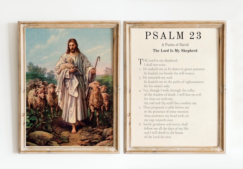 The Lord is My Shepherd Psalm 23 - Set of 2 Wall Bible Scripture ...