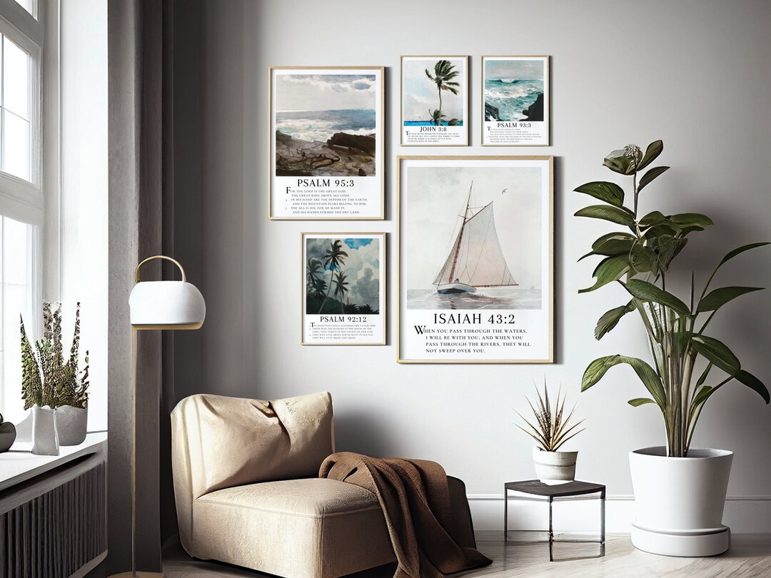 Gallery Wall SET of 5 Vintage Bible Verse Wall Art Scripture - Etsy