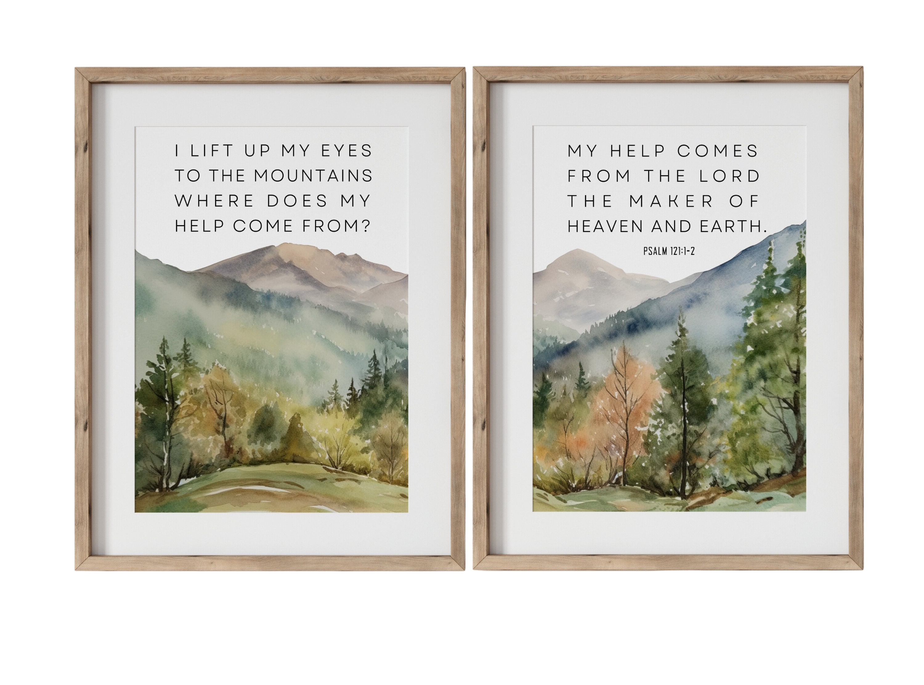 Psalm 121 Bible Verse Wall Art | PRINTABLE Set of 2 Scripture Wall Art ...