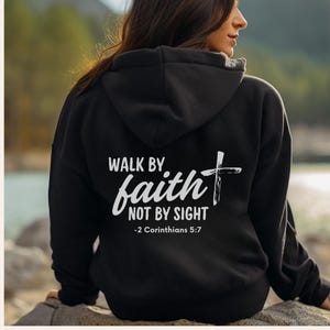 Walk by Faith Hoodie Bible Verse Faith Hoodie Believer Pullover Hoodie ...