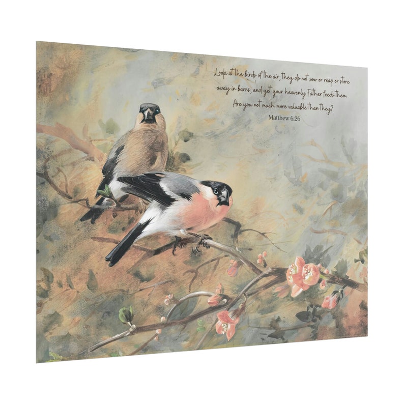 Look at the Birds of the Air - Matthew 6:26 Bible Verse Art Print ...