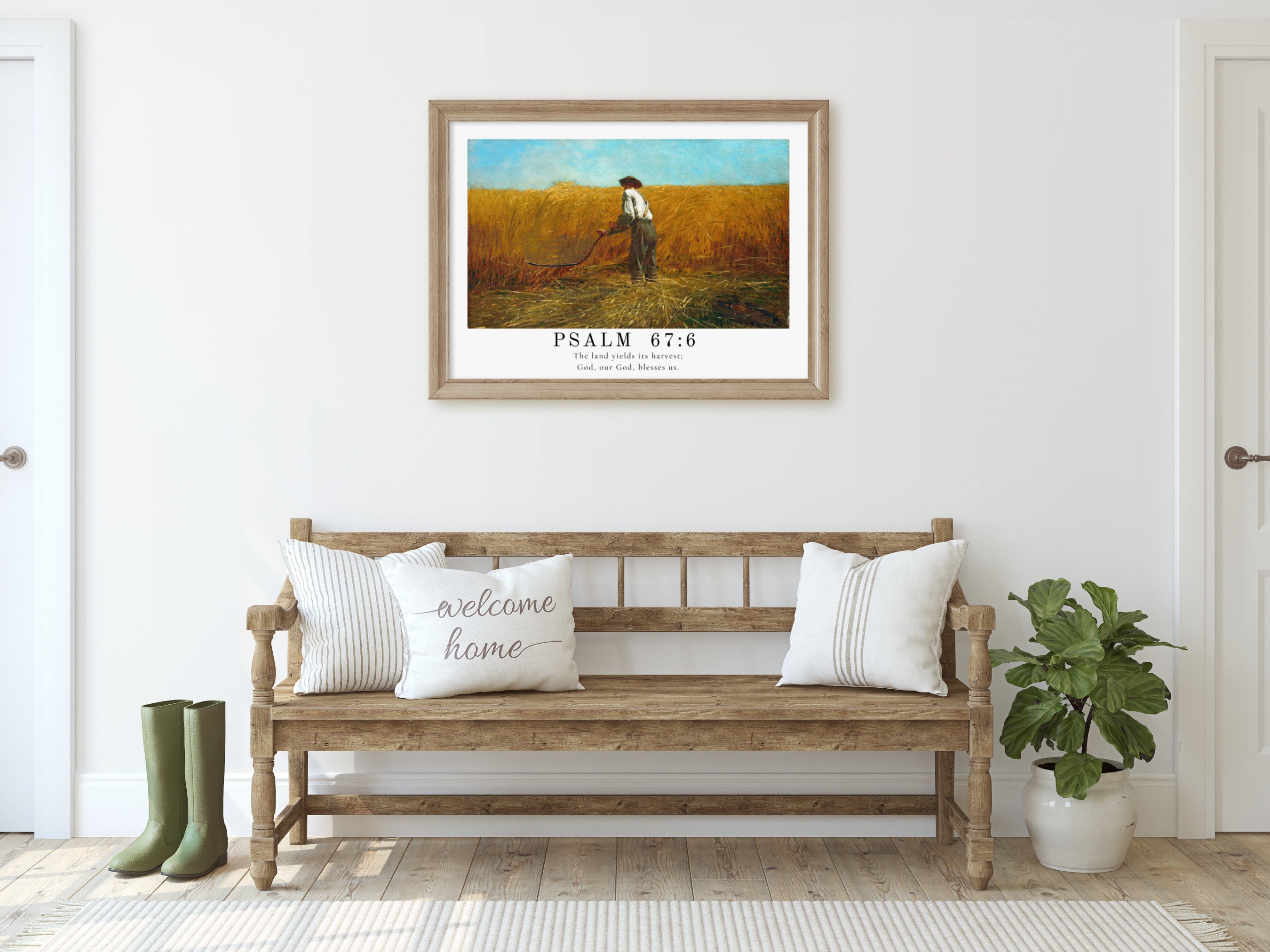 Blessings on the Farm, Vintage Farm Painting and Bible Verse for ...