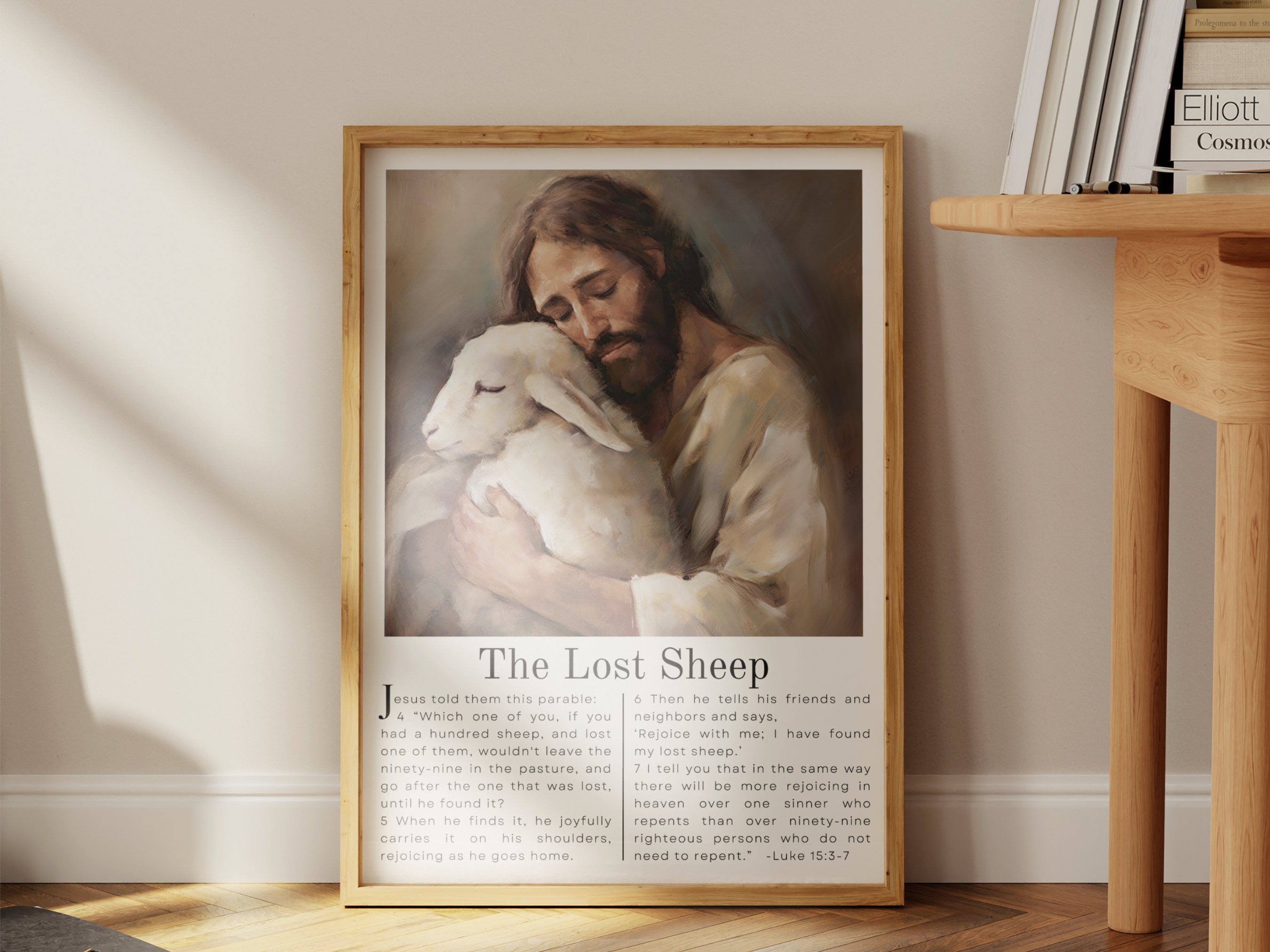 Parable of the Lost Sheep Bible Art Bible Verse Wall Art Luke 15:3 ...