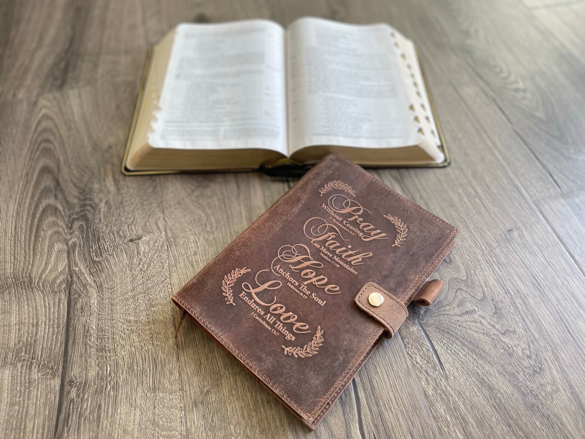 Pray, Faith, Hope, Love Handmade Leather Journal Bible Verse Journal ...