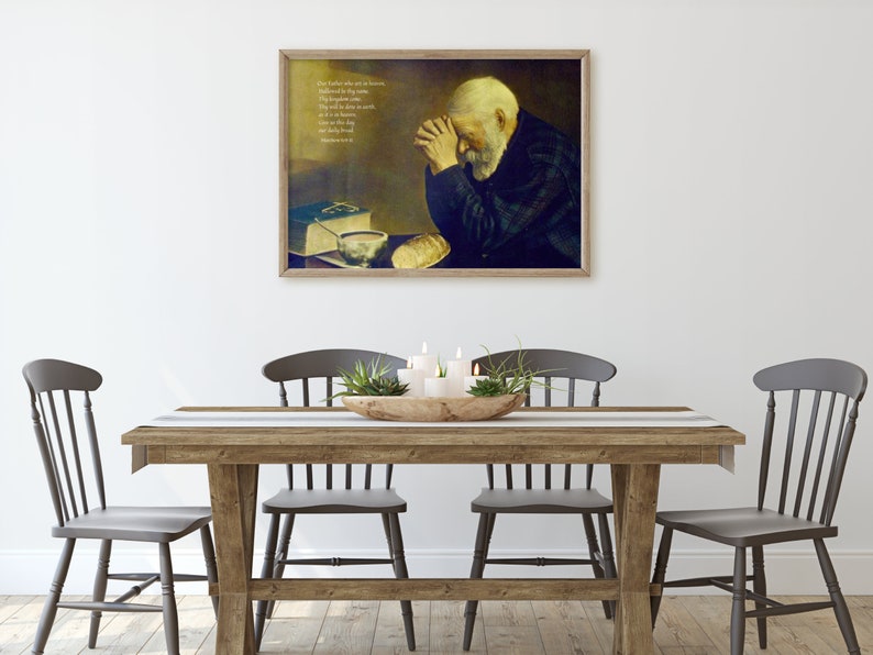 GRACE by Eric Enstrom - Vintage Art of Old Man at Table Praying Over ...