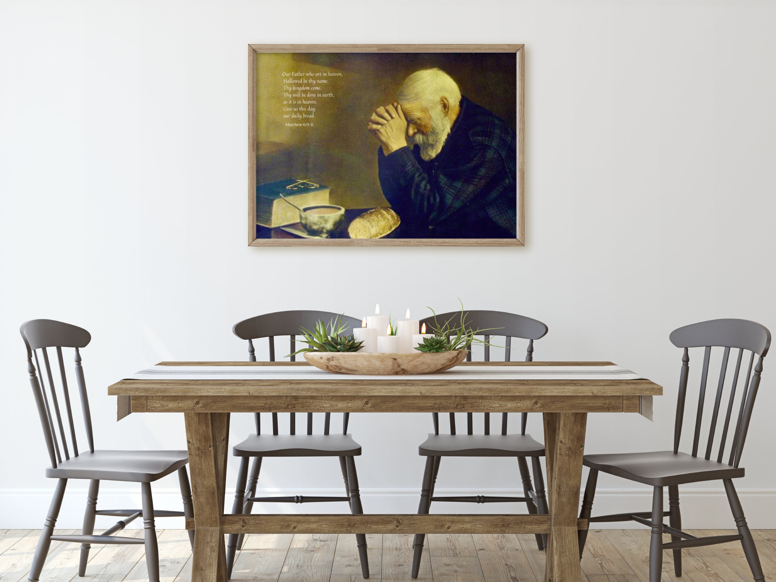GRACE by Eric Enstrom - Vintage Art of Old Man at Table Praying Over ...