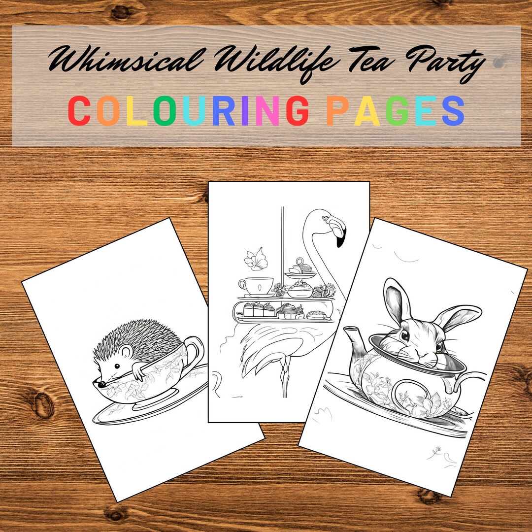 Whimsical Wildlife Tea Party | Kids Colouring Pages | Digital Download ...