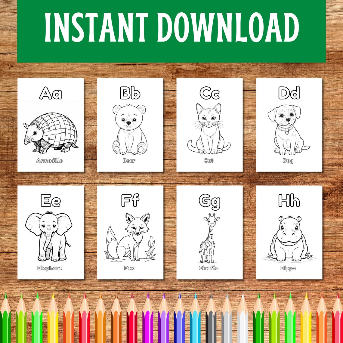 A to Z Animal Coloring Pages for Kids Activities for Toddlers Printable ...