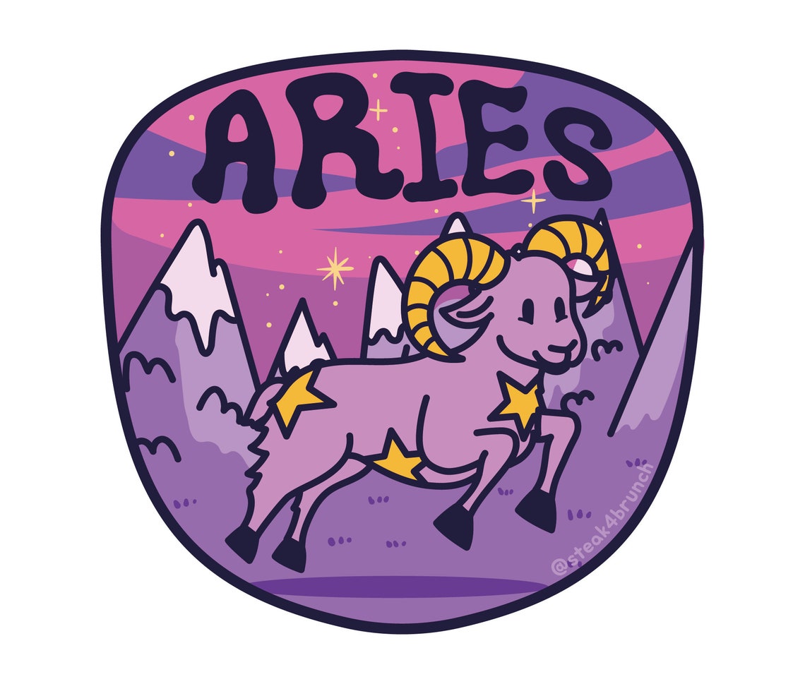 Aries Vinyl Sticker, Zodiac Sticker, Astrological Sign, Waterproof ...