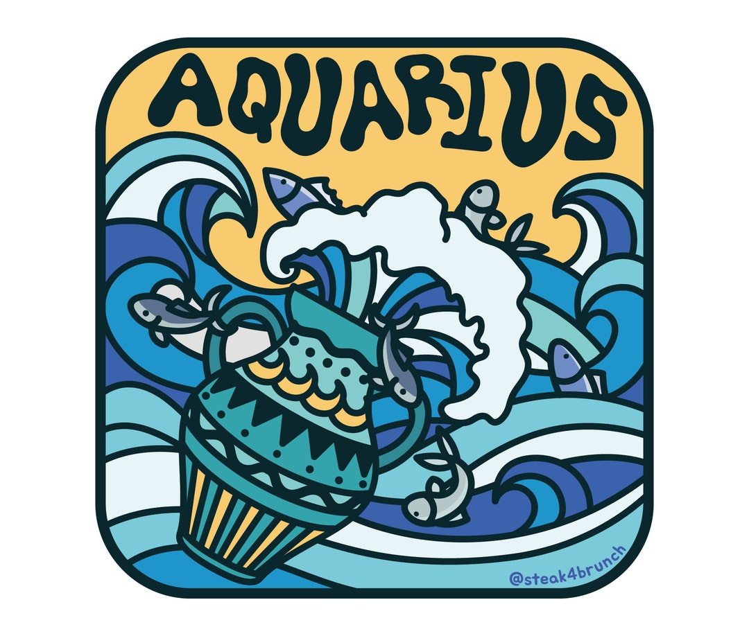 Aquarius Vinyl Sticker, Zodiac Sticker, Astrological Sign, Waterproof ...