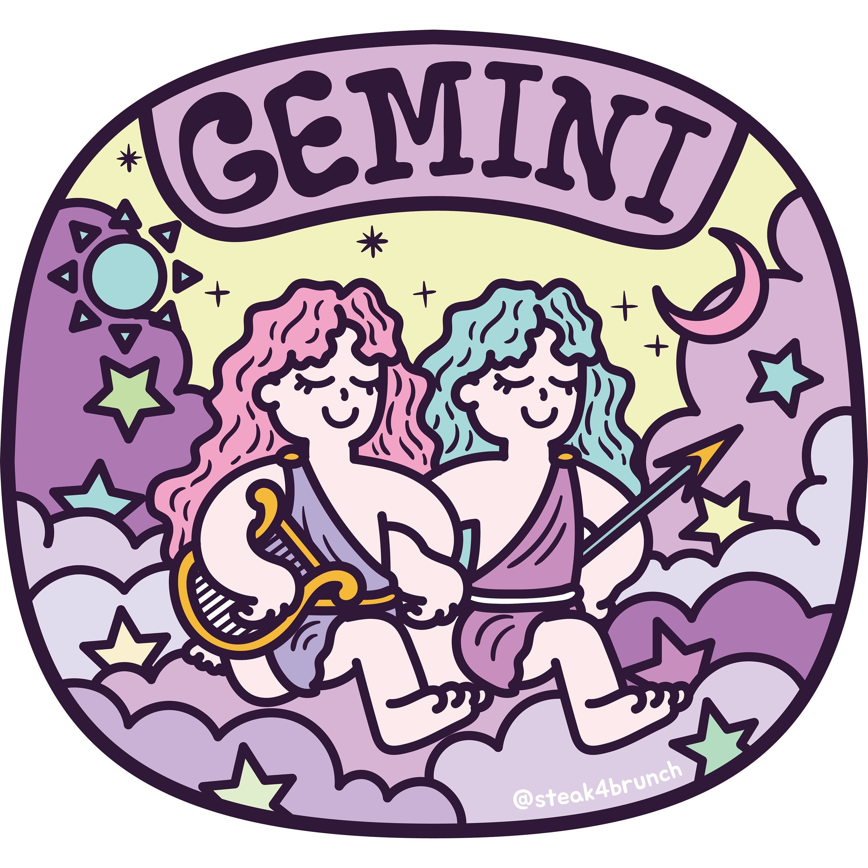 Gemini Vinyl Sticker, Zodiac Sticker, Astrological Sign, Waterproof ...
