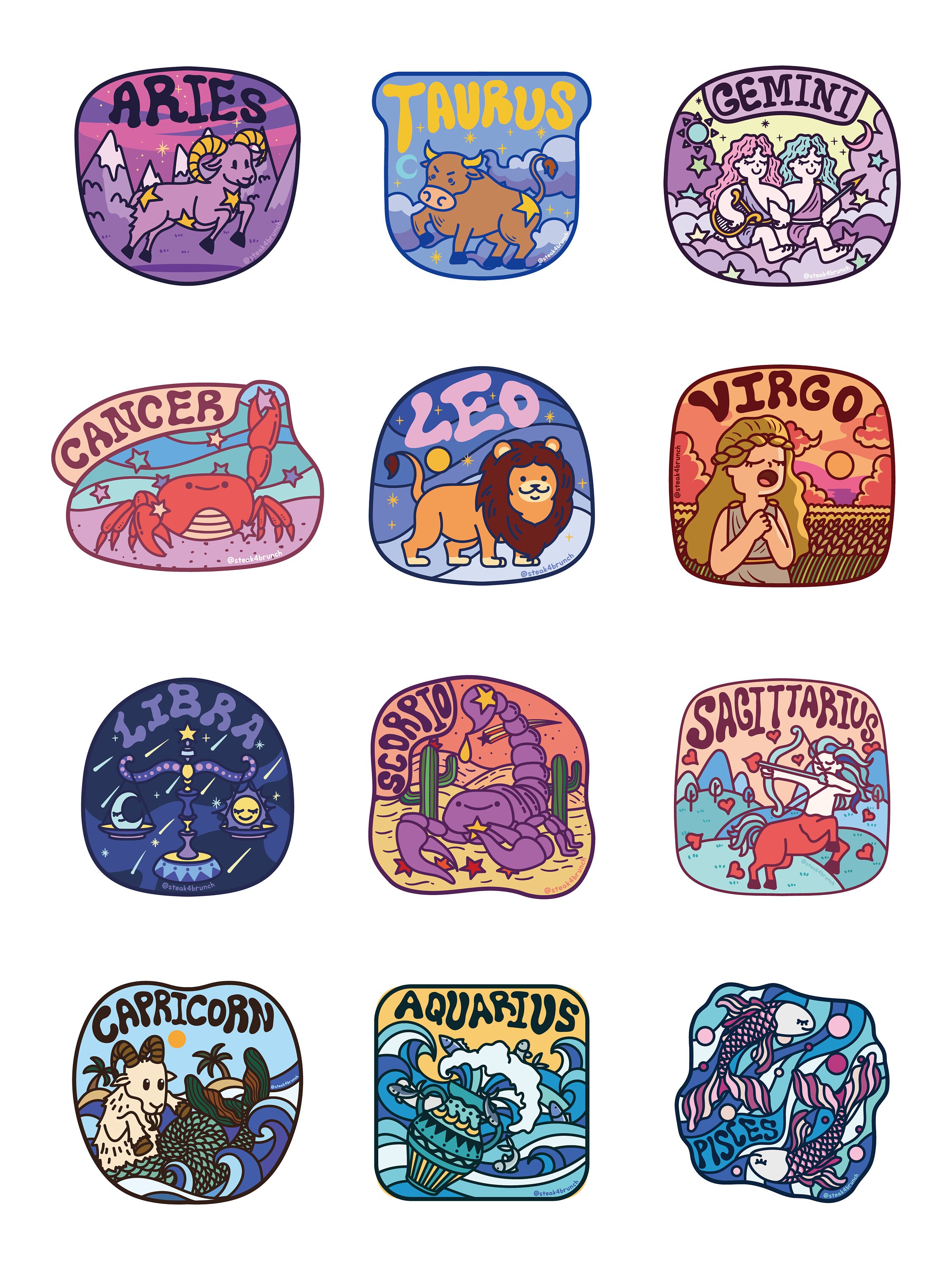Aries Vinyl Sticker, Zodiac Sticker, Astrological Sign, Waterproof ...