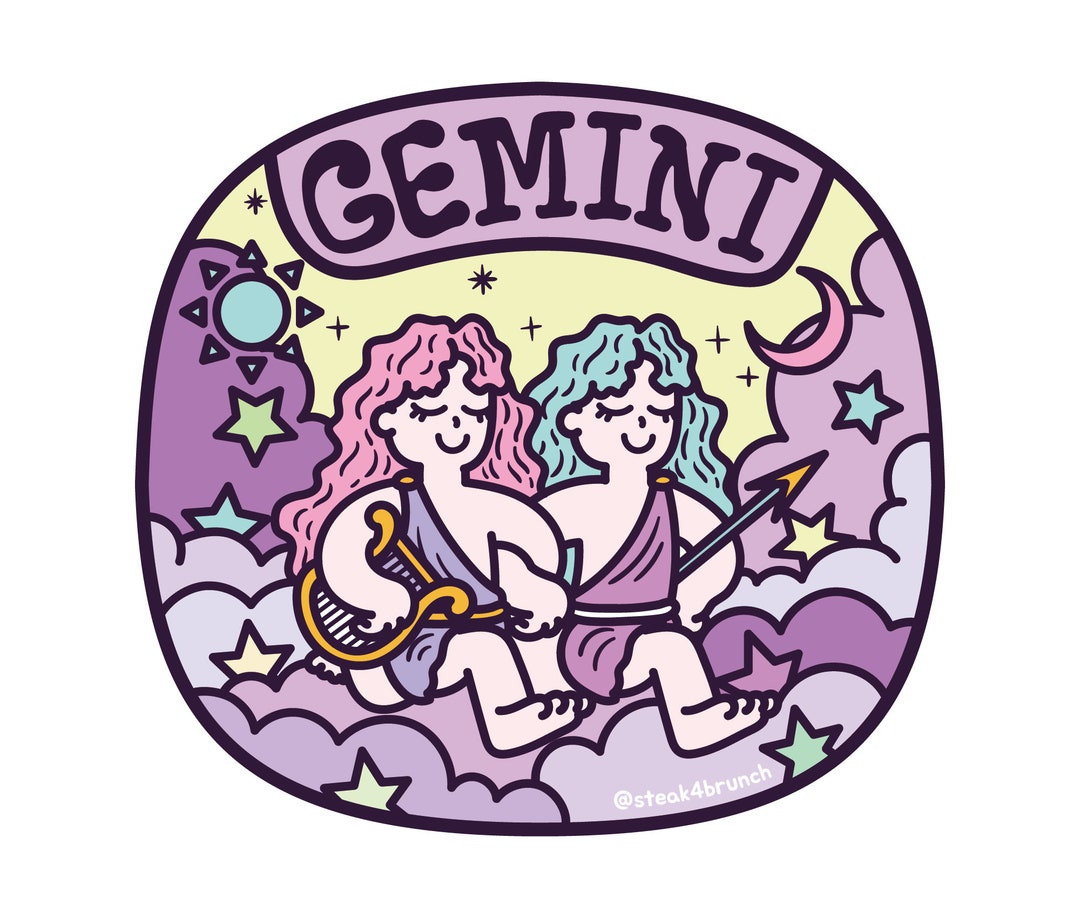 Gemini Vinyl Sticker, Zodiac Sticker, Astrological Sign, Waterproof ...
