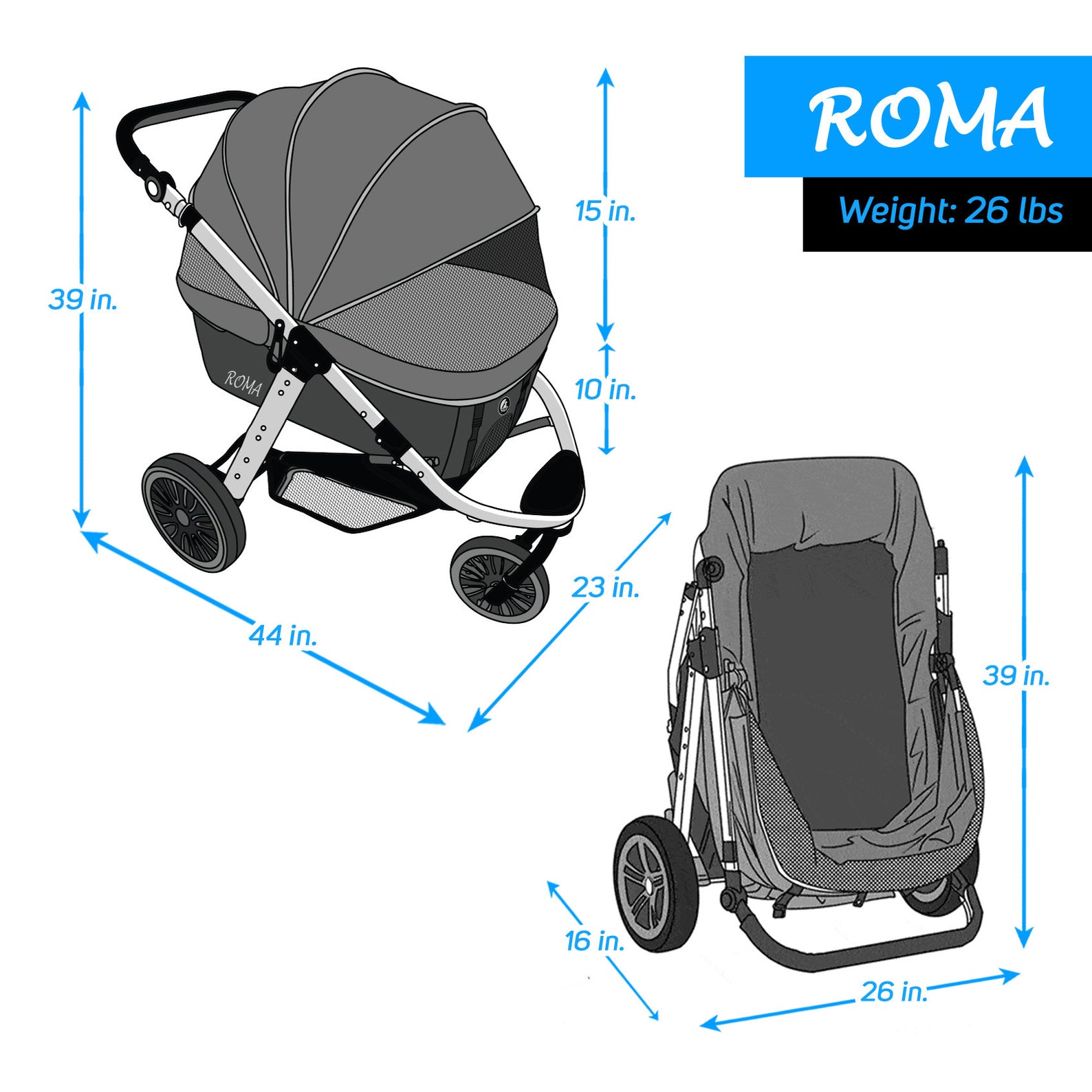 ENZO Roma, Jogging Sports Aluminum Stroller, Holds up to 50lbs - Etsy