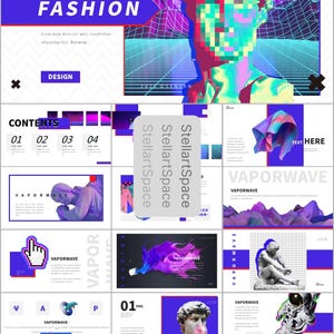Artsy Neon Powerpoint Templates: Modern Marketing Pitch Deck (PPT ...