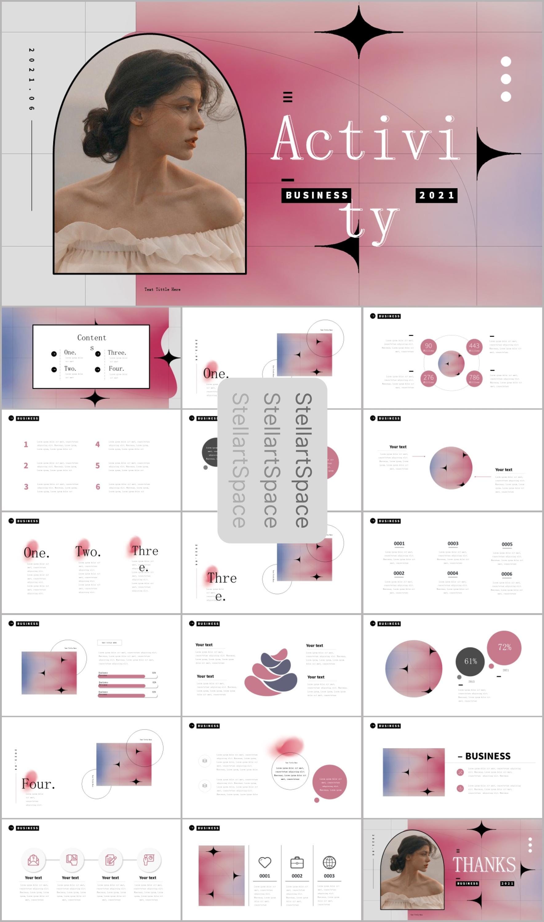 208 Powerpoint Slides Presentation Templates, Colorful Modern Marketing ...